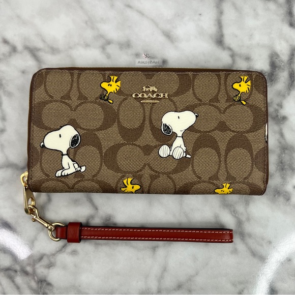 Coach | Bags | Coach X Peanuts Long Zip Around Wallet Signature Canvas ...